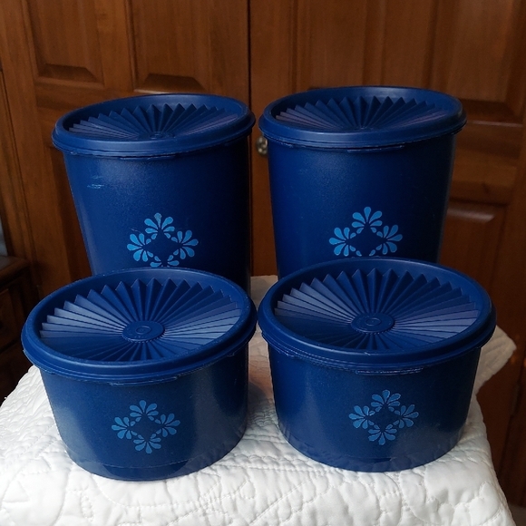 Tupperware | Kitchen | Tupperware Canister Storage 4 Piece Set Navy ...